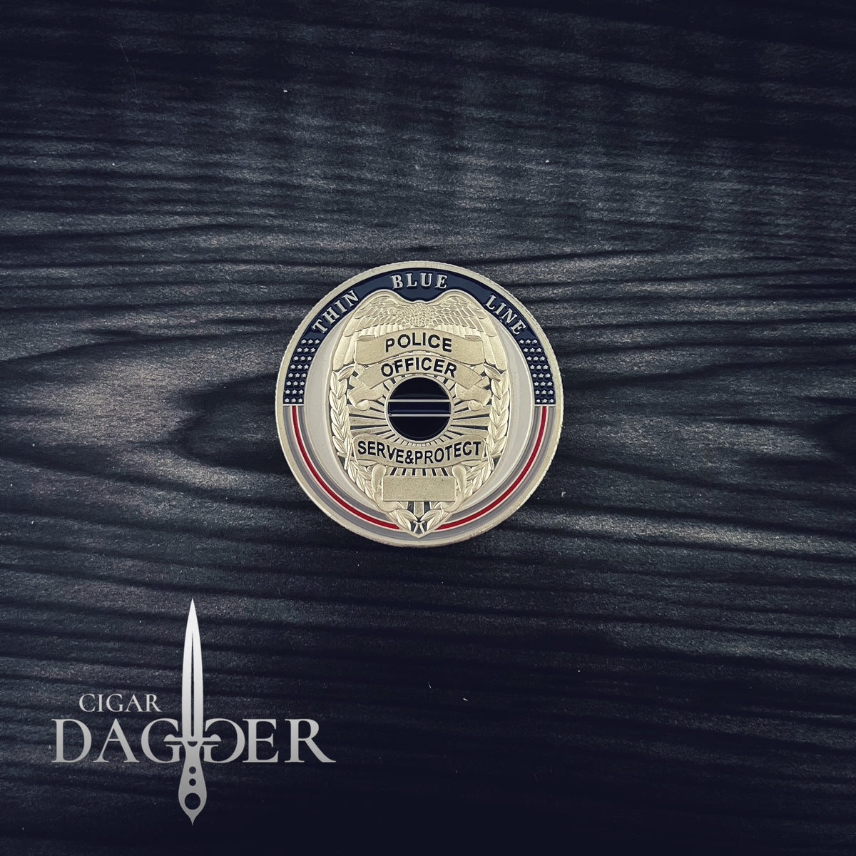 Thin Blue Line Police Force Challenge Coin – Cigar Dagger