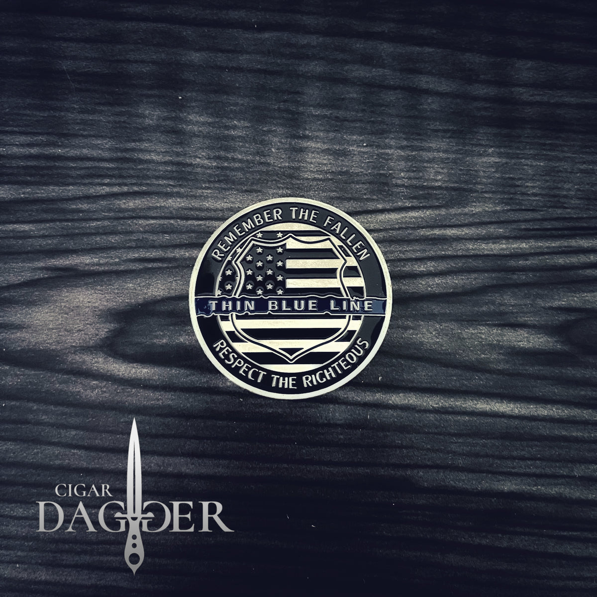 Thin Blue Line Police Force Challenge Coin – Cigar Dagger