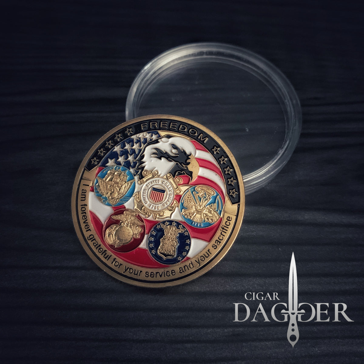 The American Freedom Eagle Totem Challenge Coin – Cigar Dagger